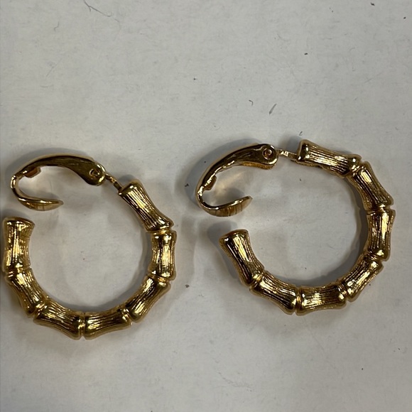 Avon | Jewelry | Vintage Avon Gold Tone Bamboo Clip Hoops | Poshmark